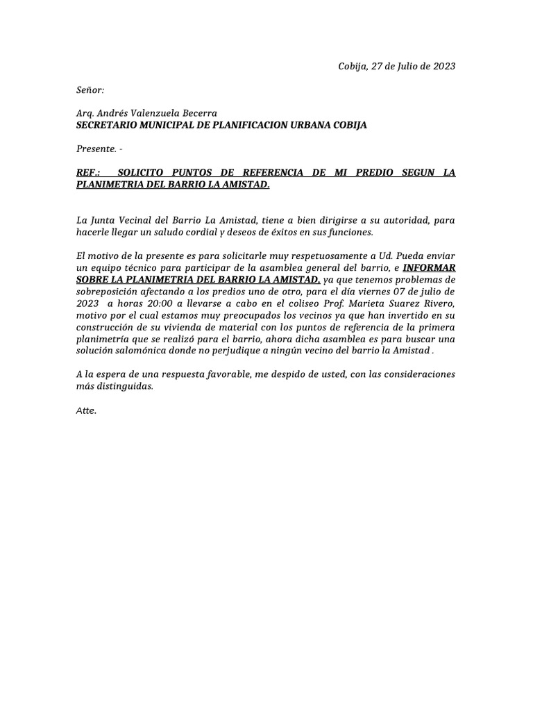 Solicitud Puntos de Referencia | PDF