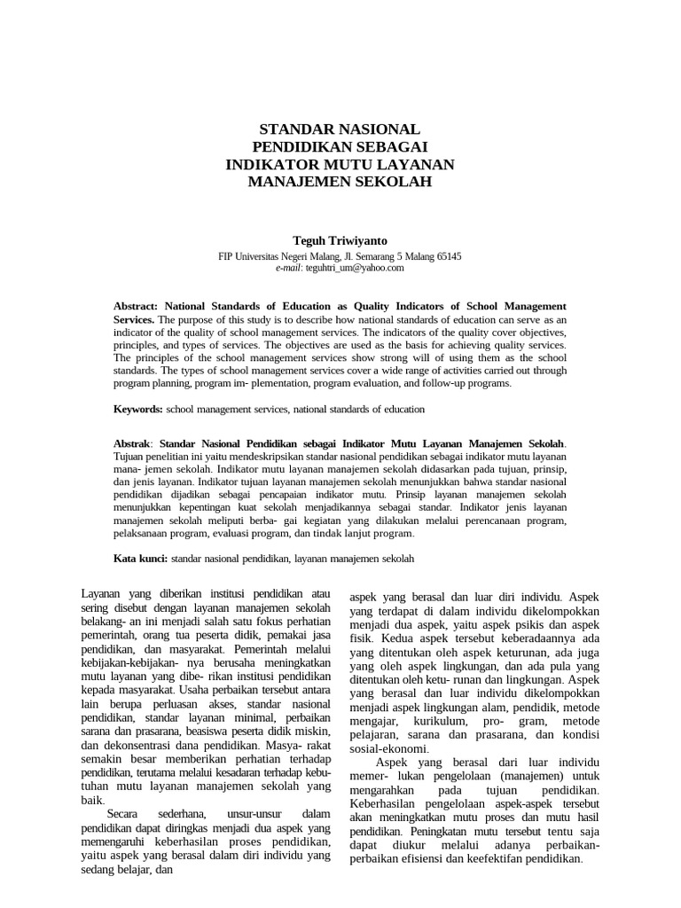 ID Standar Nasional Pendidikan Sebagai Indi | PDF
