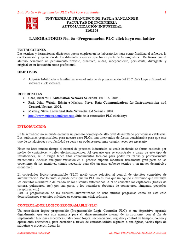 L6a Programación PLC Click Koyo Con Lenguaje Ladder | PDF