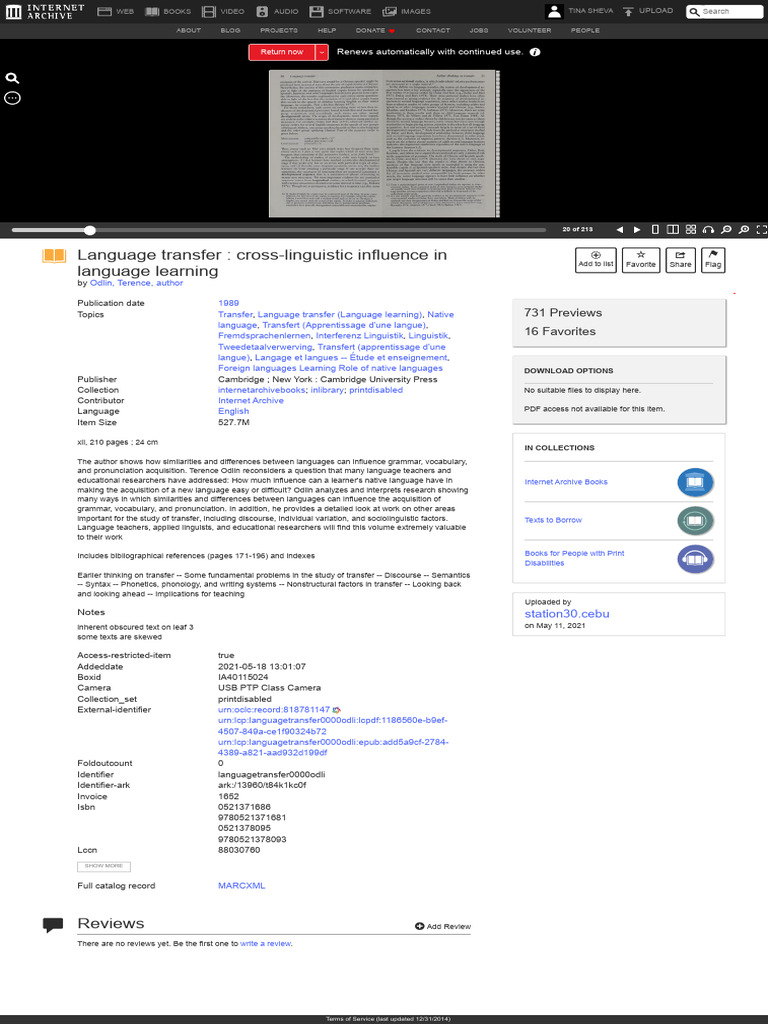 Language Transfer Cross Linguistic Influence In Language Learning Pdf