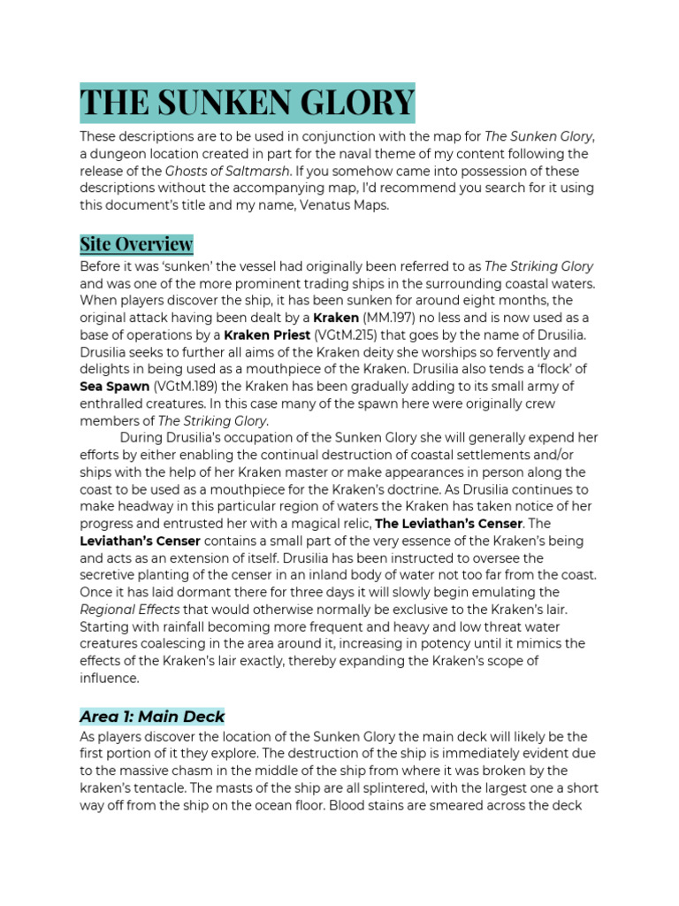 The Sunken Glory Notes | PDF