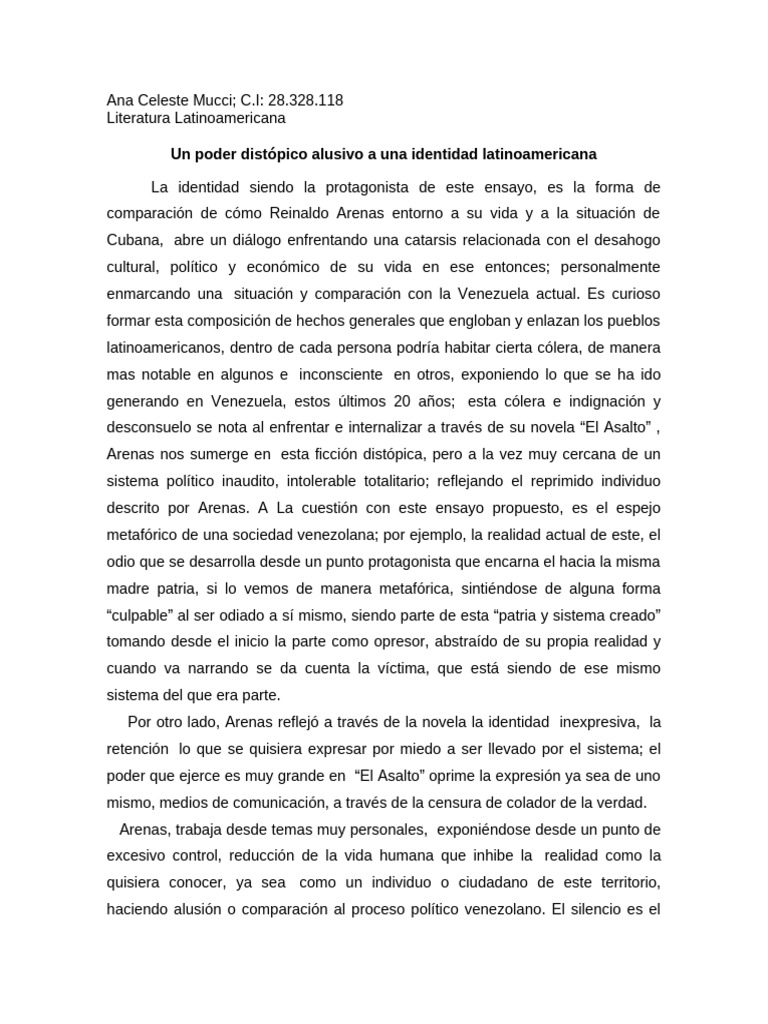 Identidad, Ensayo, Essay) | PDF
