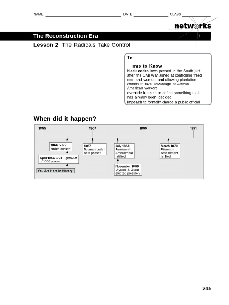 Chapter 2 Reconstruction Era Lesson 2 Summary | PDF