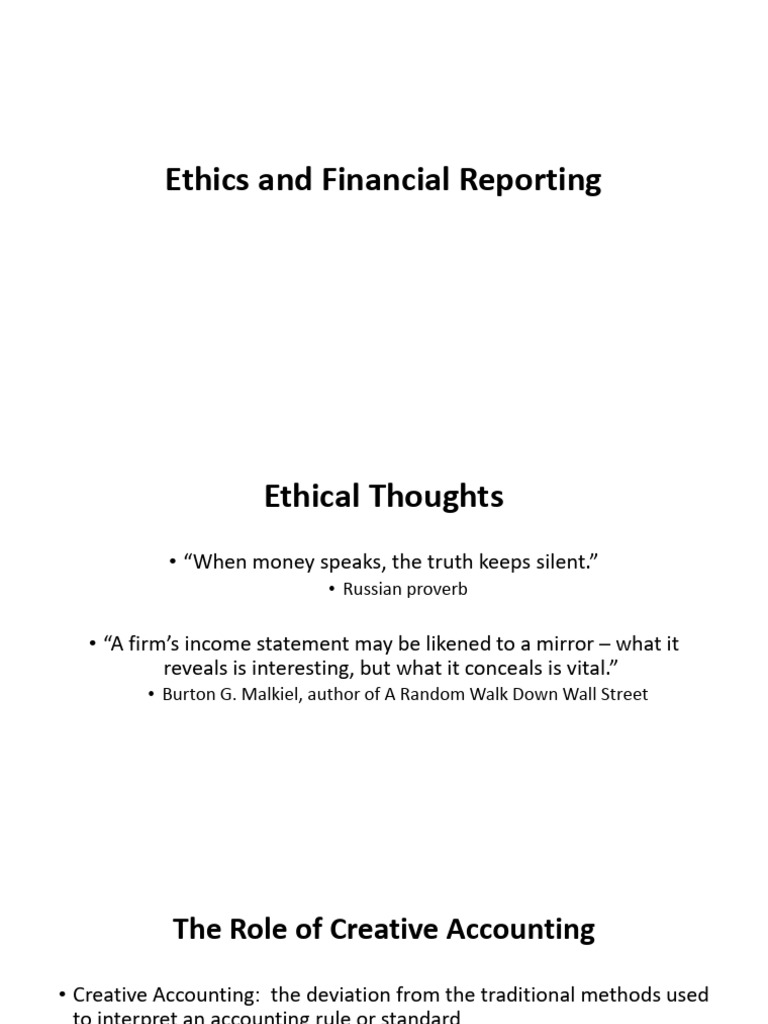 Ethics and Financial Reporting | PDF