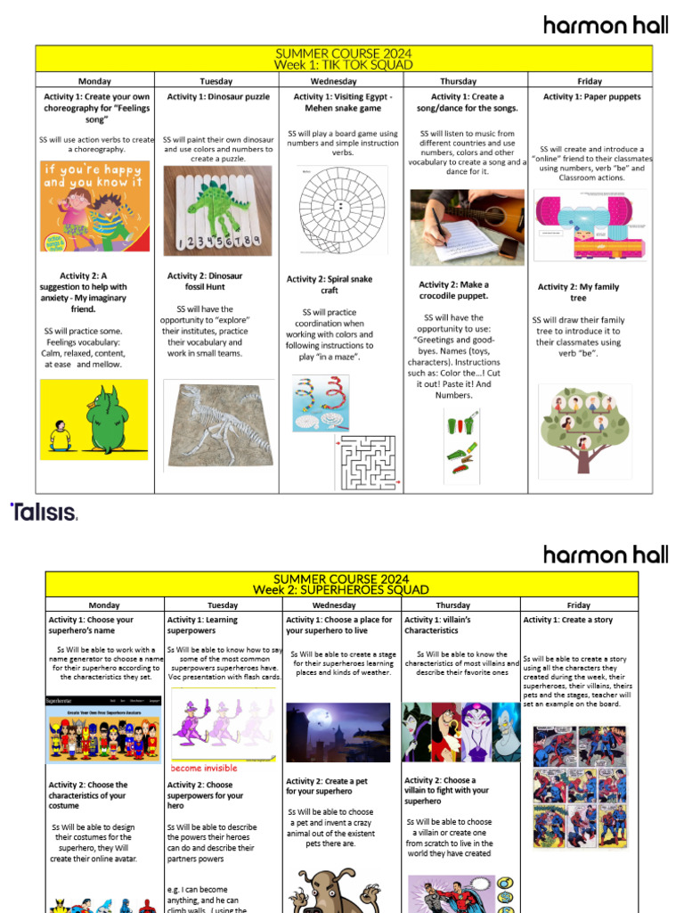 Summer-themed tasks outline | PDF