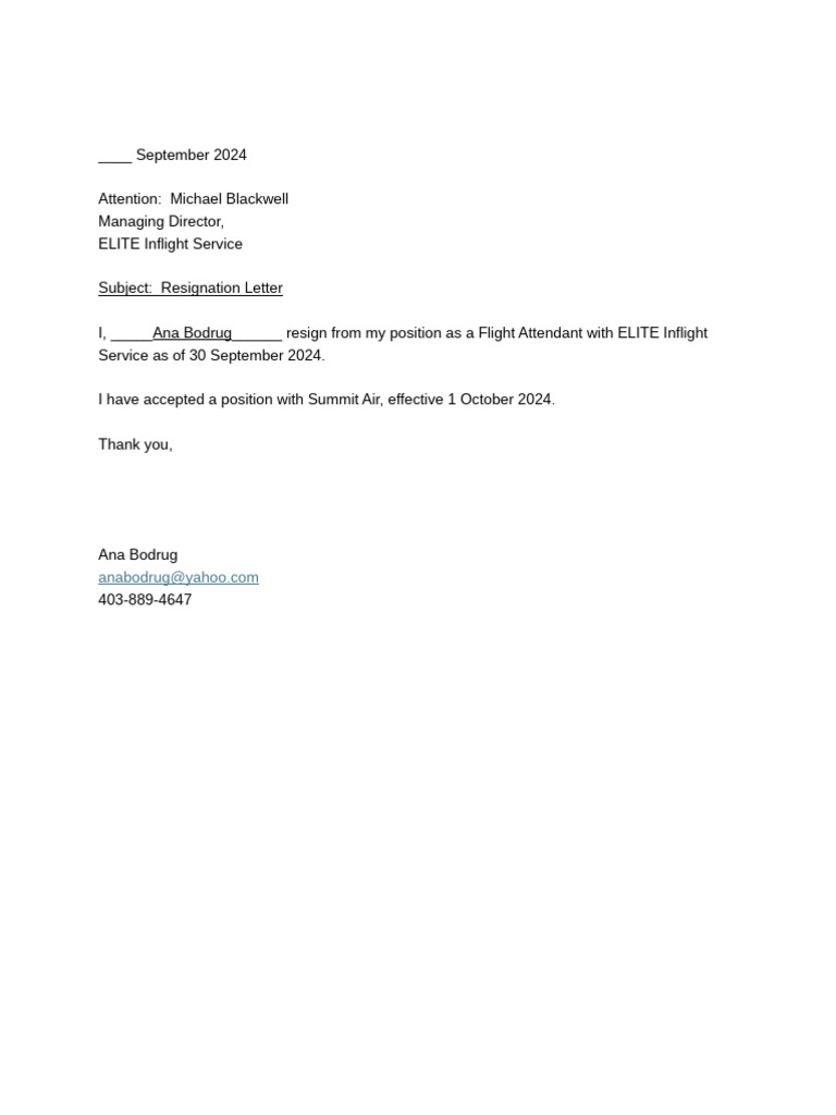 Resignation Letter - Unsigned | PDF