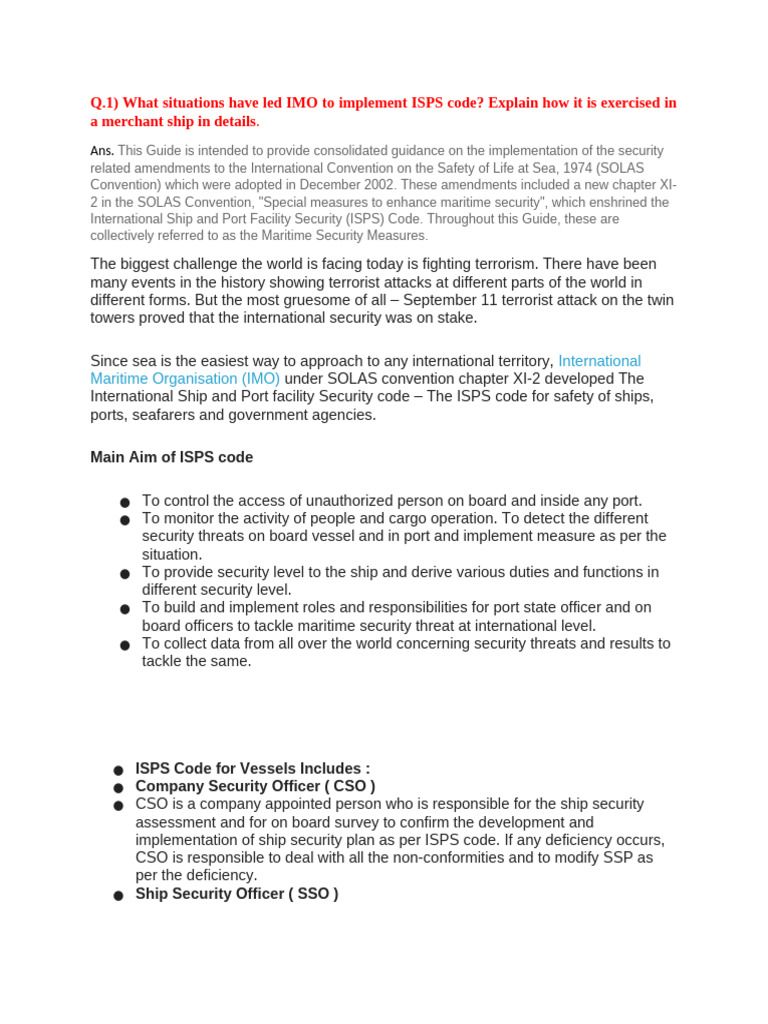 ISPS 1 Code | PDF