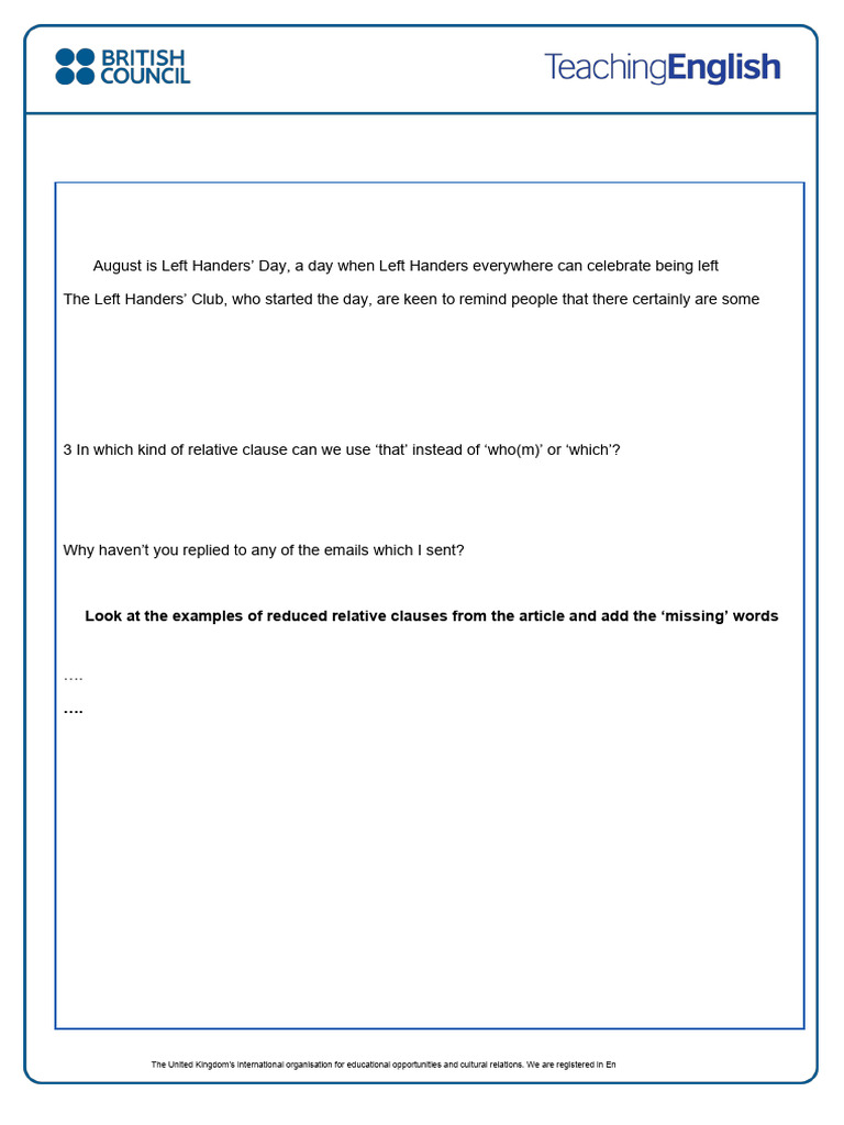 Left Handers Worksheet 2 | PDF