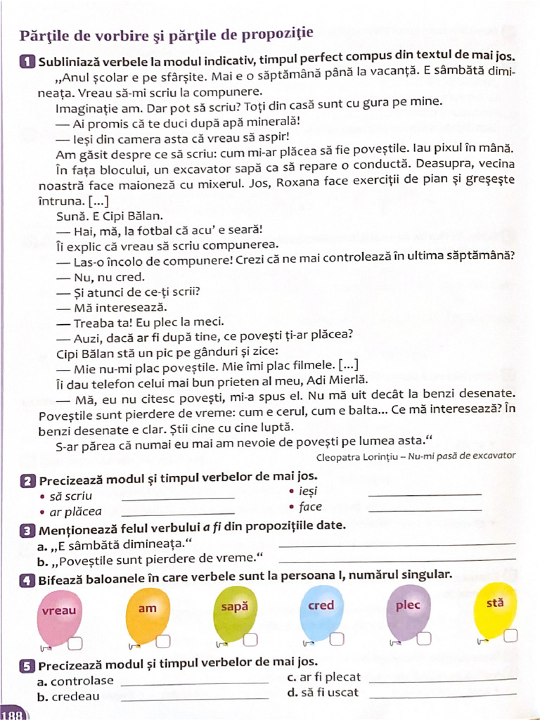 Recapitulare Gramatică Clasa A VI-a | PDF