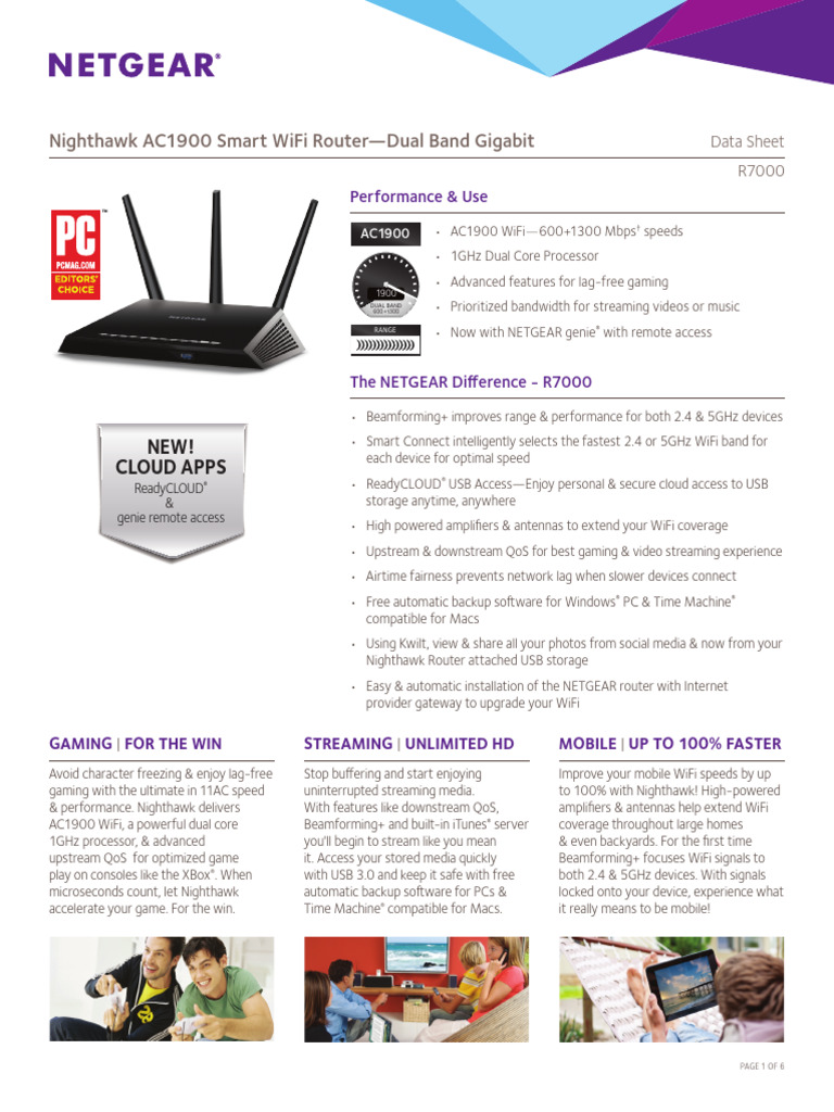 Nighthawk Ac1900 Smart Wifi Router-Dual Band Gigabit: New! Cloud Apps | PDF
