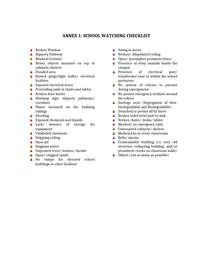 Handout 2 - School Watching Checklist | PDF