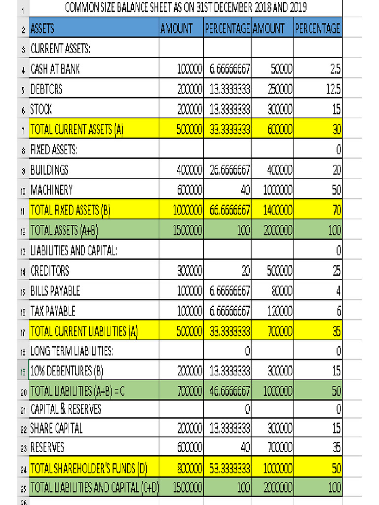 Common Size Balance Sheet | PDF