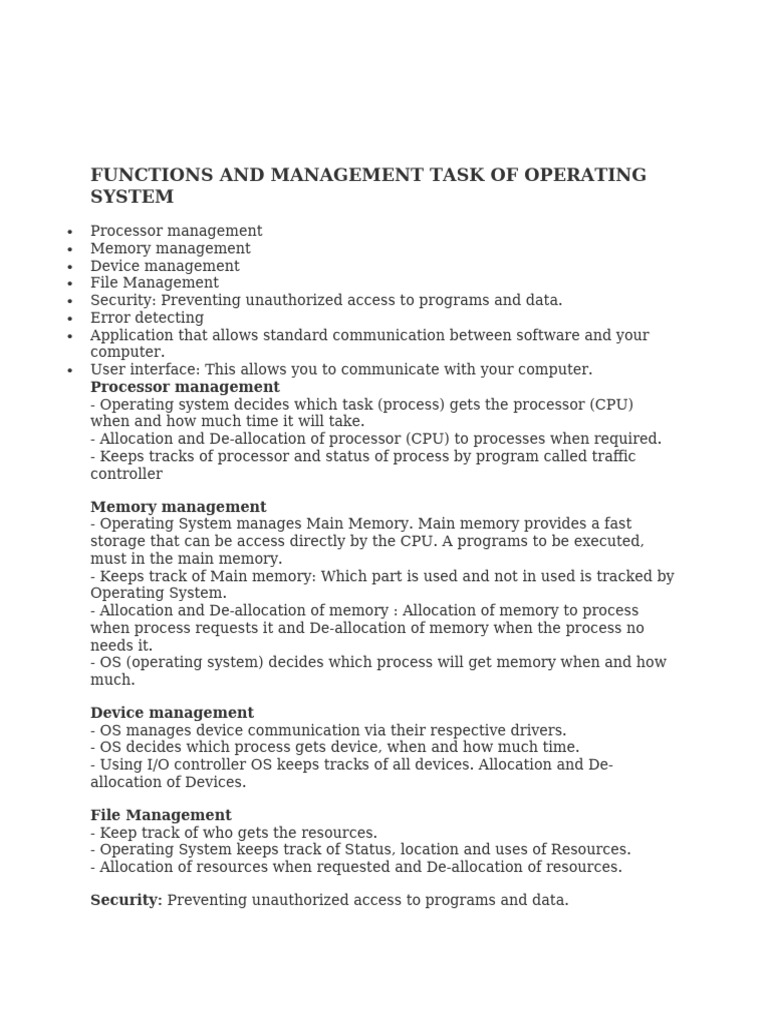 Functions of Operating System | PDF
