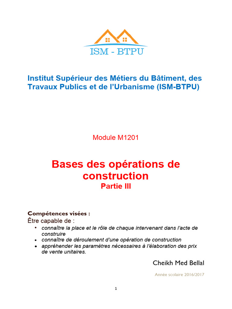 Bases Des Operations de Construction III | PDF