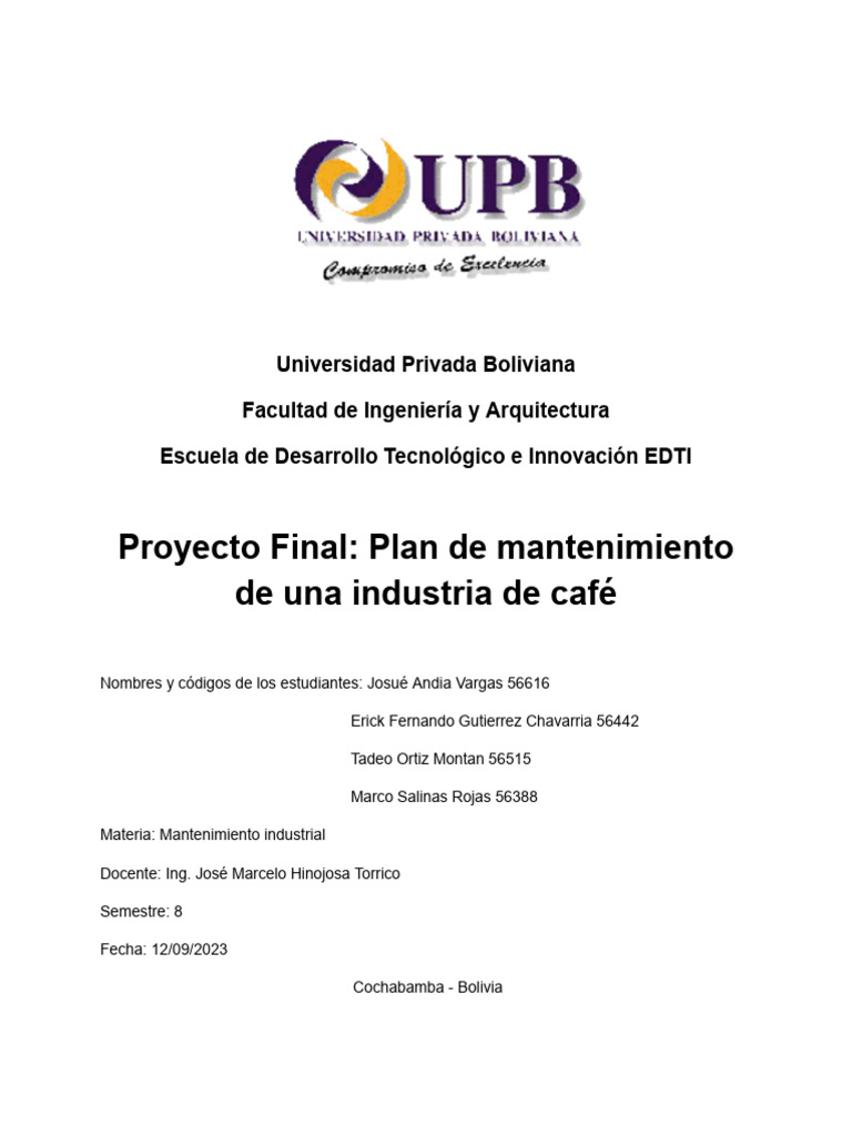 ProyectoFinal Mantenimiento | PDF