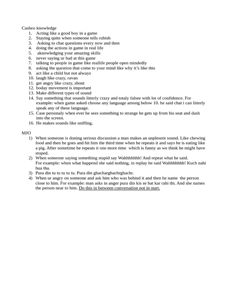 Caseho and Mjokes | PDF