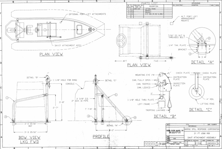 United States Marine Inc 21 FT USMI RIB Davit Attachment Assembly ...