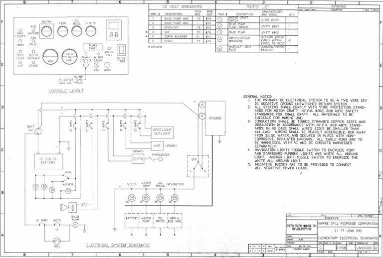 United States Marine Inc 21 FT USMI RIB Elementary Electrical Schematic ...