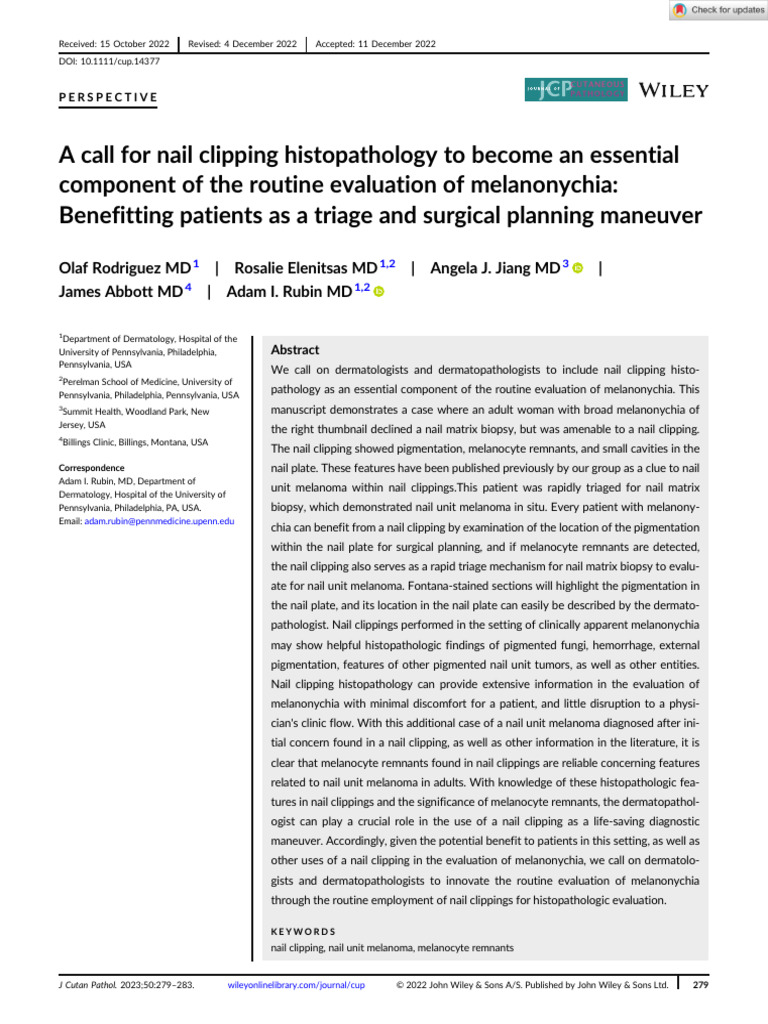 Nail Clipping Histopathology for Melanonychia | PDF | Histopathology ...