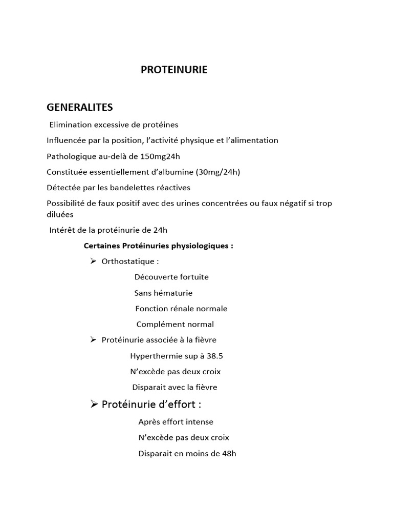 Proteinurie - SD Néphrotique | PDF