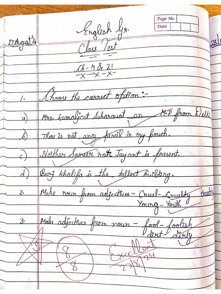 English Revision Work Class 7th | PDF