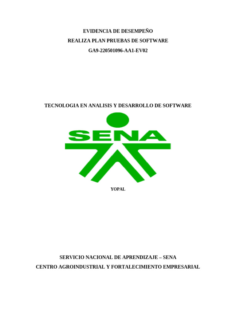 1.6.realiza Plan Pruebas de Software Ga9-220501096-Aa1-Ev02 | PDF | Software | Pruebas de software