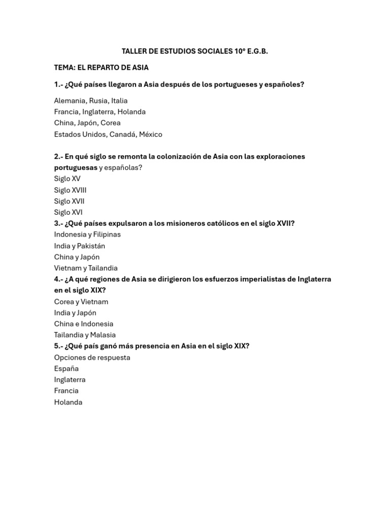 Taller de Estudios Sociales 10 | PDF