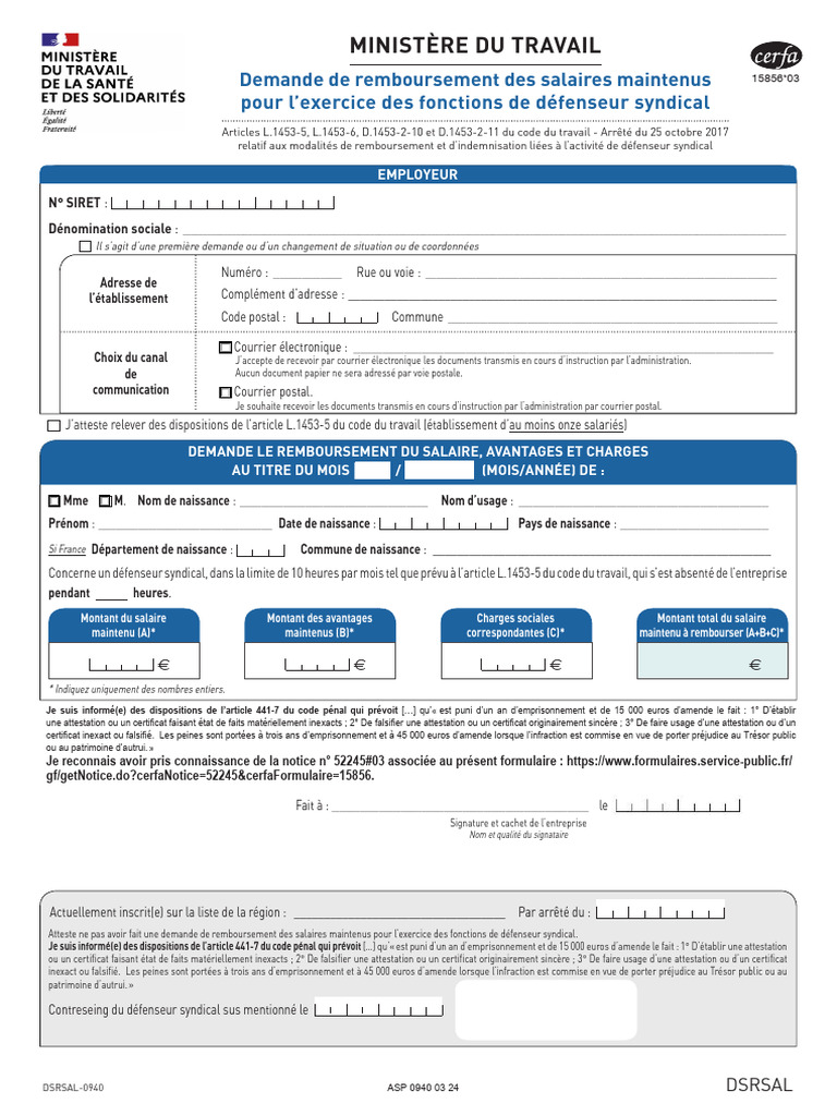 Cerfa 15856-03 | PDF
