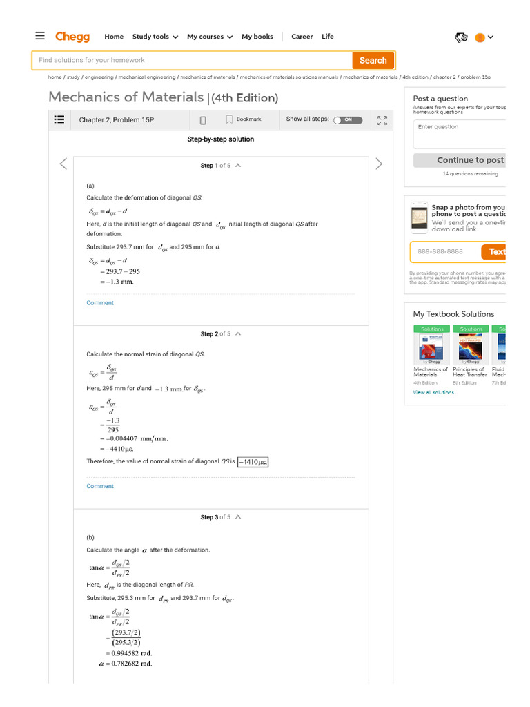 Solved Chapter2Problem15PSolution MechanicsOfMaterials4thEdition | PDF