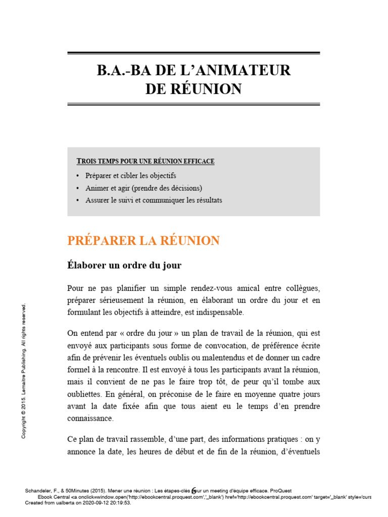 Mener - Une - Réunion - Les - Étapes-Clés - Pour - Un - Meeting - Pp. 6 ...