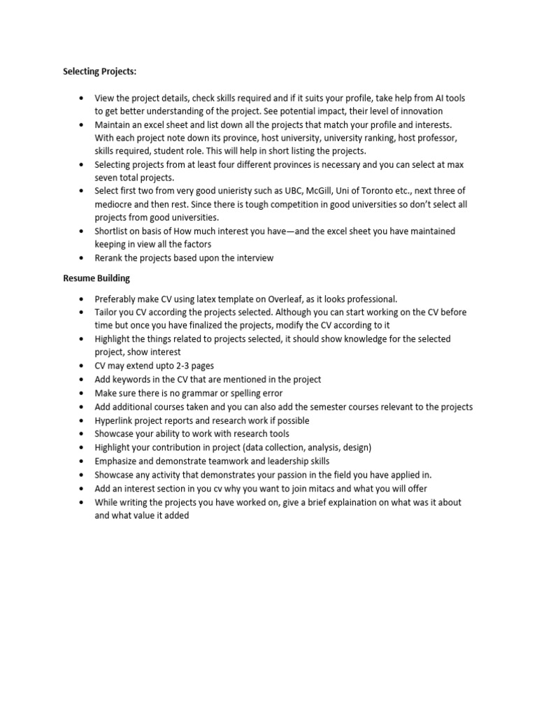 Mitacs Application Guidlines | PDF