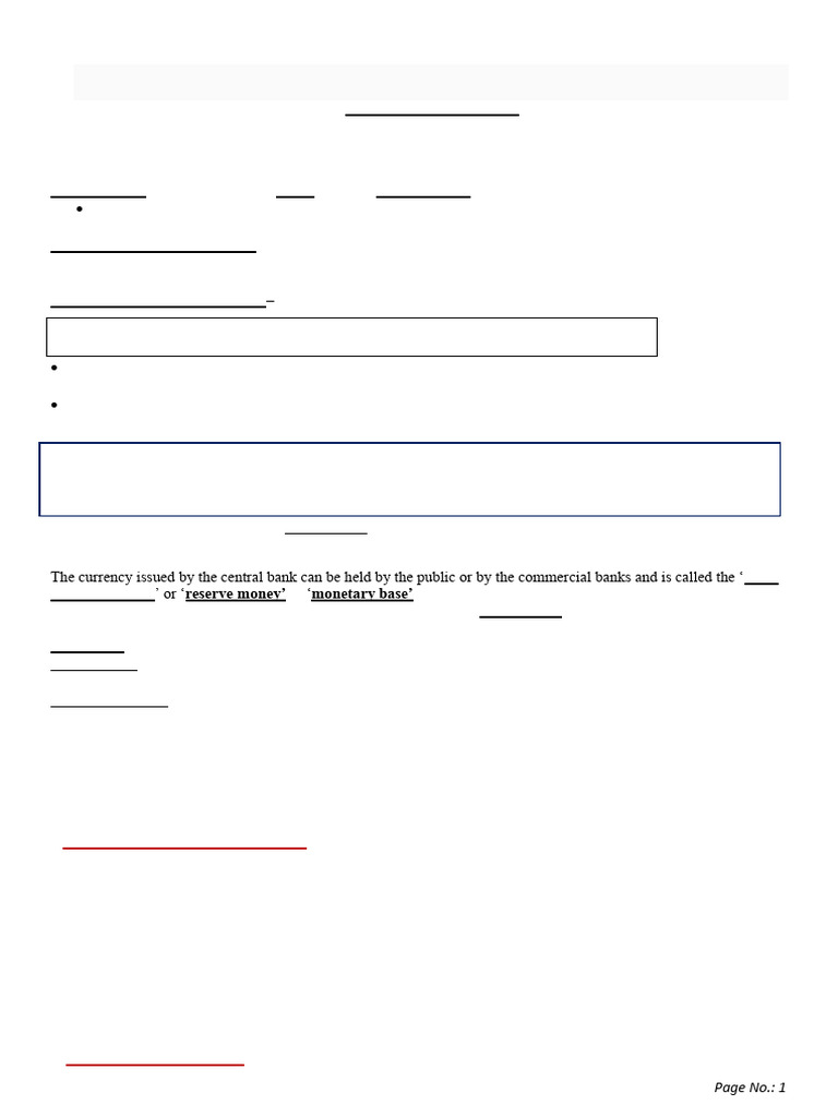 Money & Banking Notes | PDF