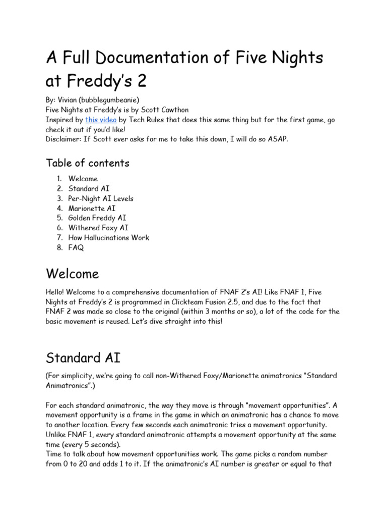 FNAF 2 Documentation | PDF