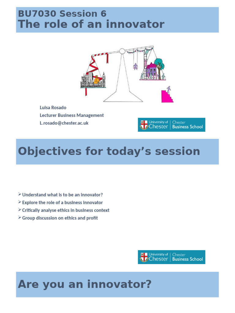 Session 6 Role of An Innovator | PDF