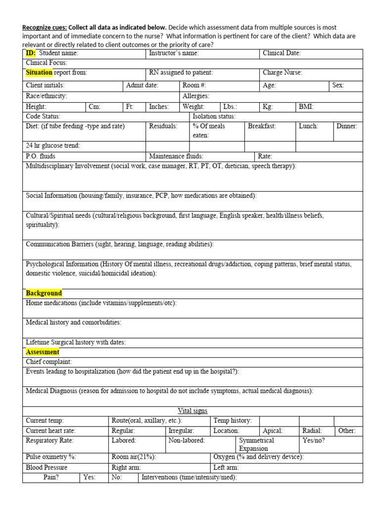 Clinical Worksheet - Tagged | PDF