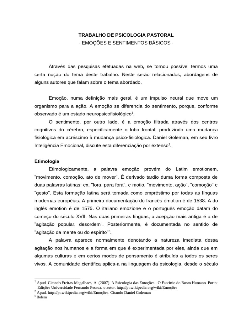 Emoções e Sentimentos Basicos | PDF