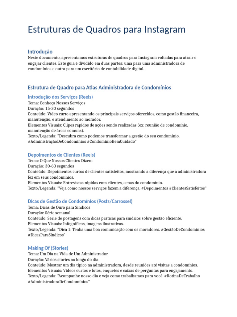 Estruturas de Quadros Instagram | PDF