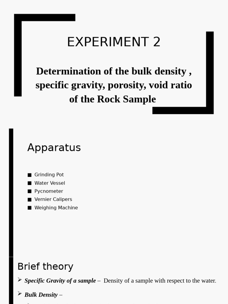 Experiment 2 - Bulk Density, Specific Gravity, Void Ratio | PDF Experiment 2 - Bulk Density, Specific Gravity, Void Ratio | PDF