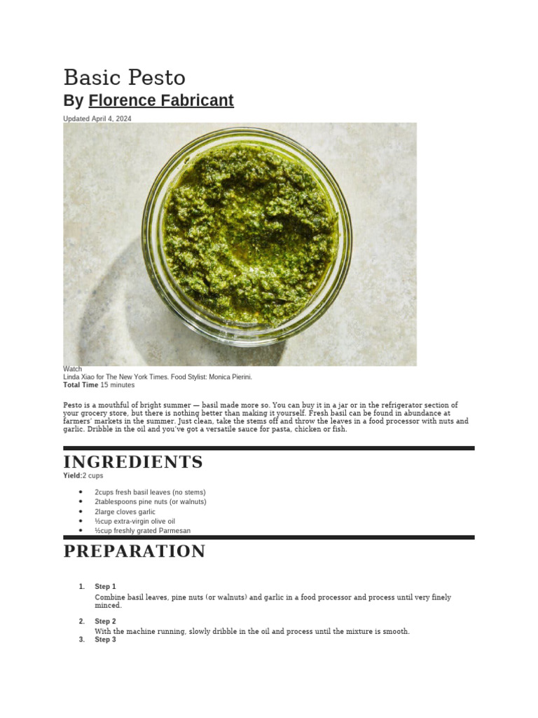 Basic Pesto | PDF