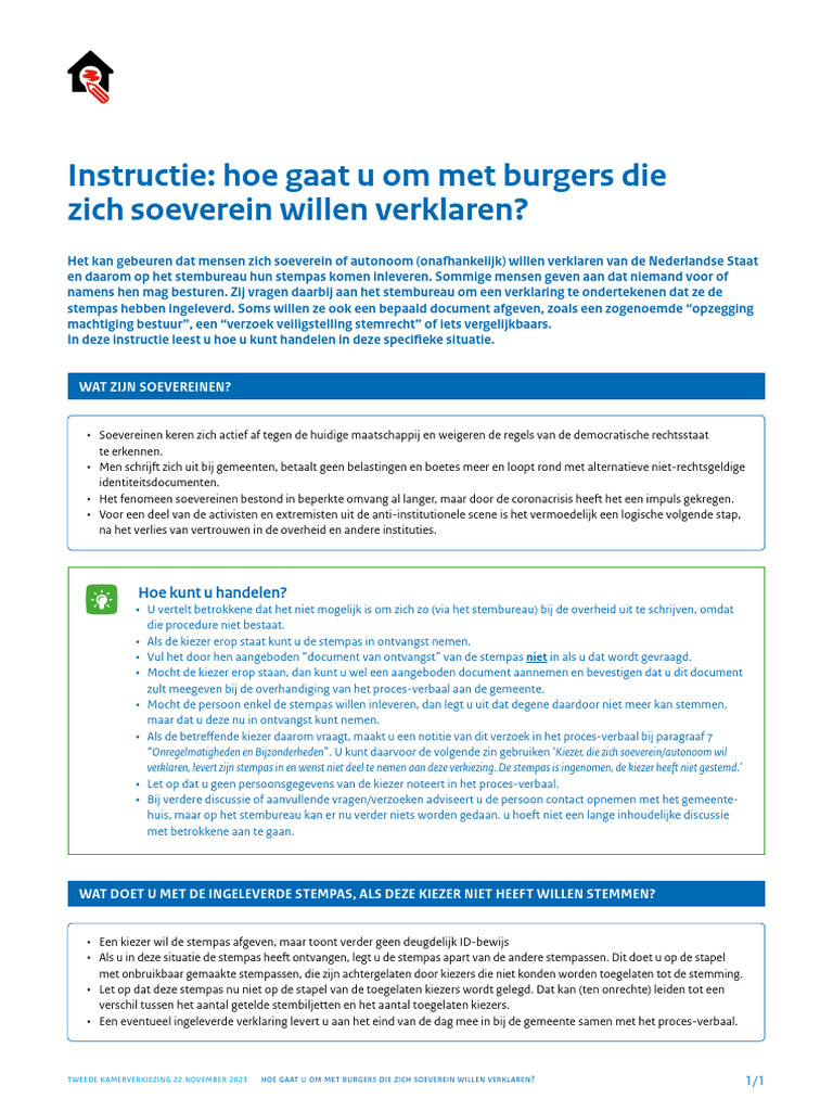 Instructie: Hoe Gaat U Om Met Burgers Die Zich Soeverein Willen ...