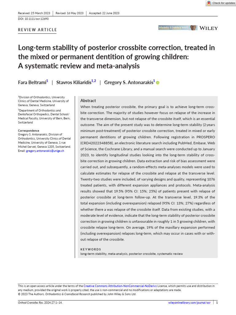 Orthod Craniofacial Res - 2023 - Beltrami - Long Term Stability of ...
