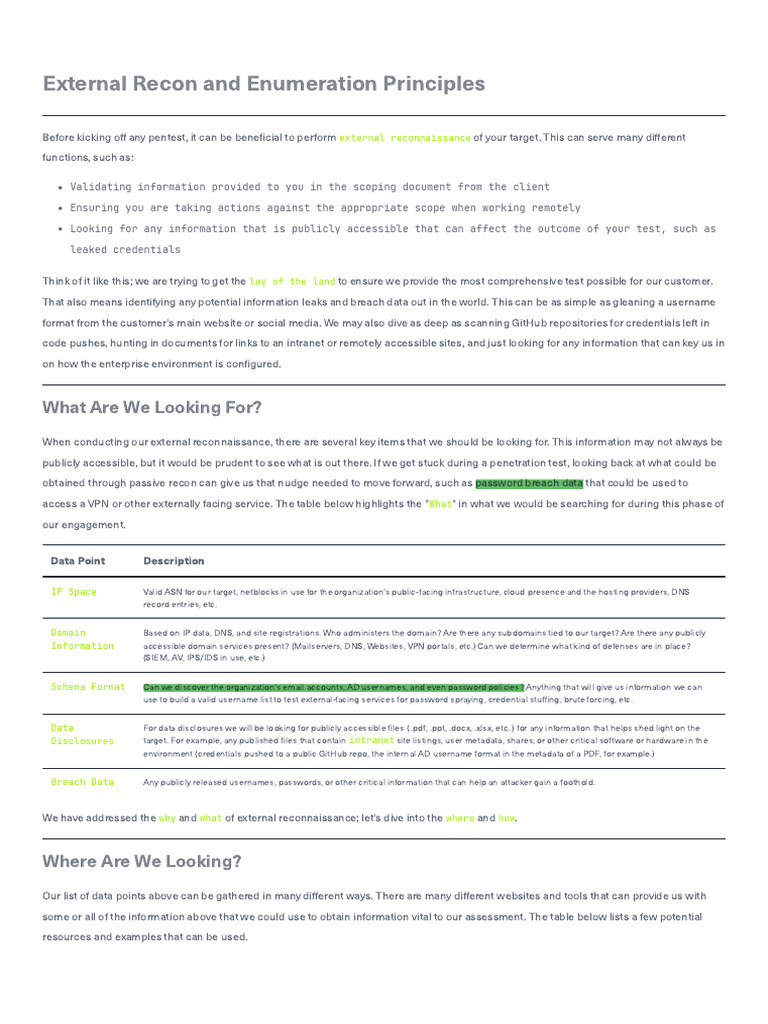 External Recon and Enumeration Principles | PDF