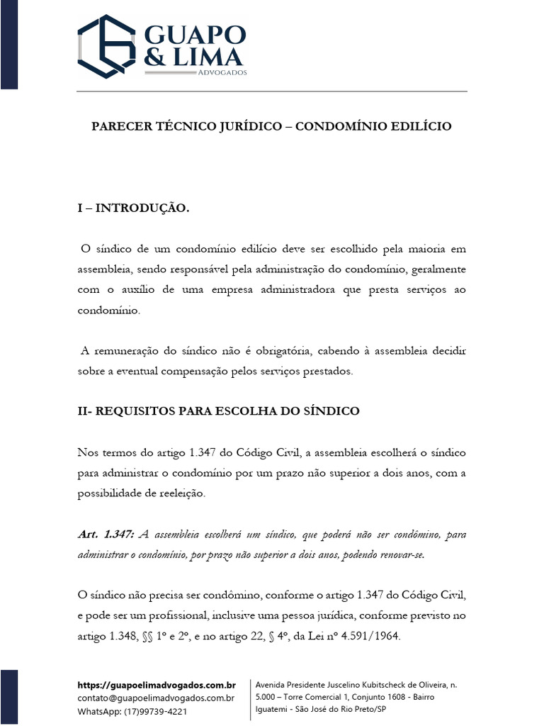 Parecer Tecnico Juridico - Condominio Edilicio | PDF