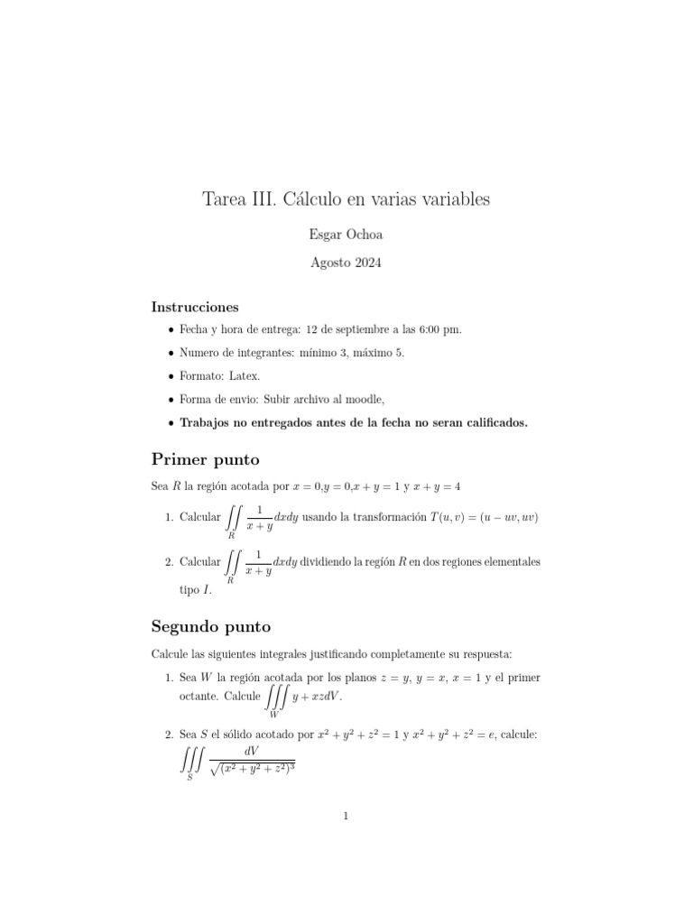Tarea 3 Calculo en Varias Variables | PDF