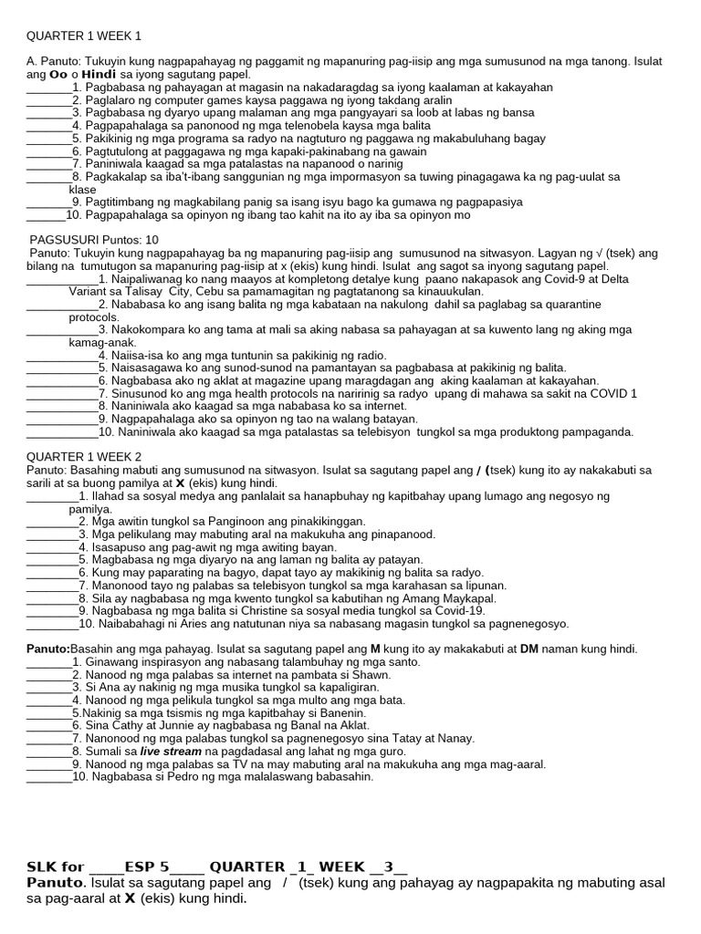 Esp 5 Quarter 1 Week 1 7 | PDF