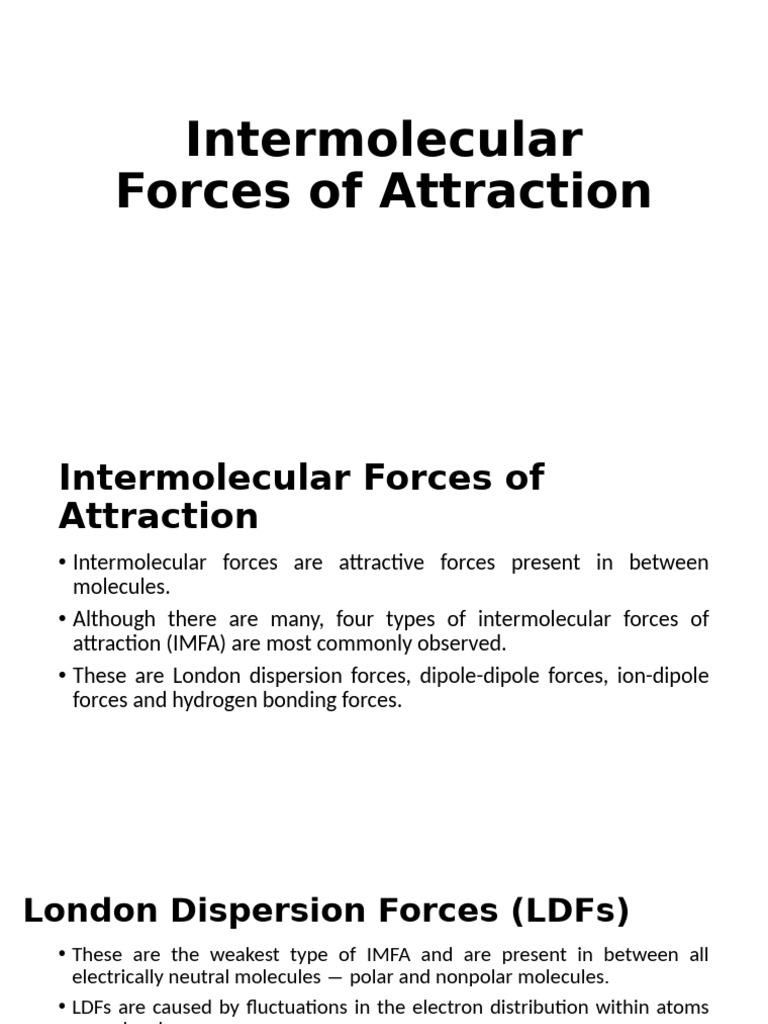 Intermolecular Forces of Attraction WEEK 3 | PDF