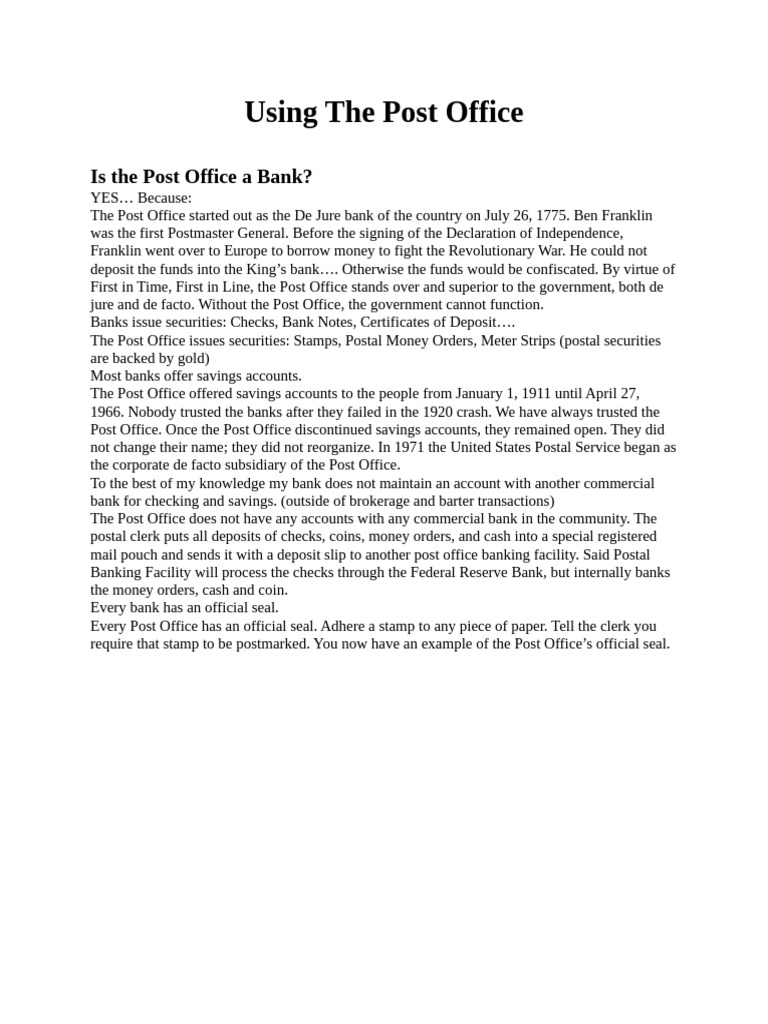 Using The Post Office | PDF