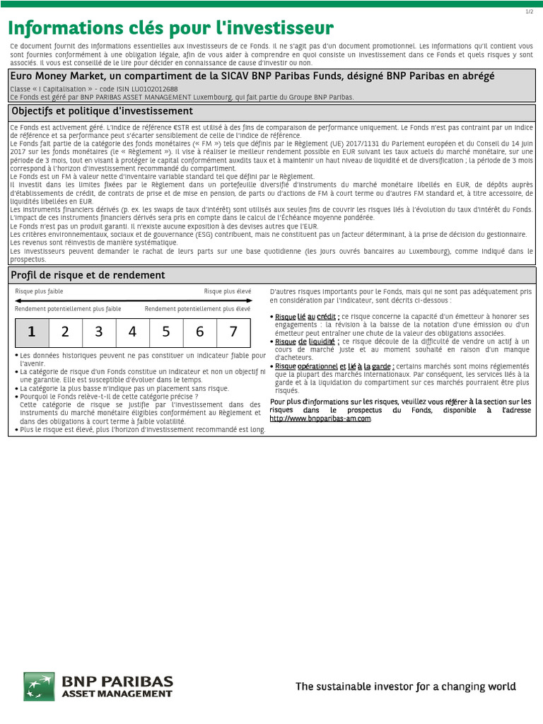BNP Paribas Monetaire LUX | PDF
