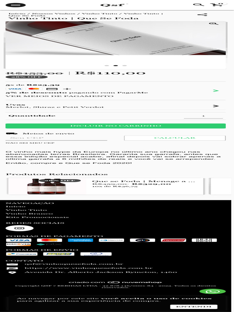 Vinho Tinto Que Se Foda - Comprar em Vinhos QSF | PDF