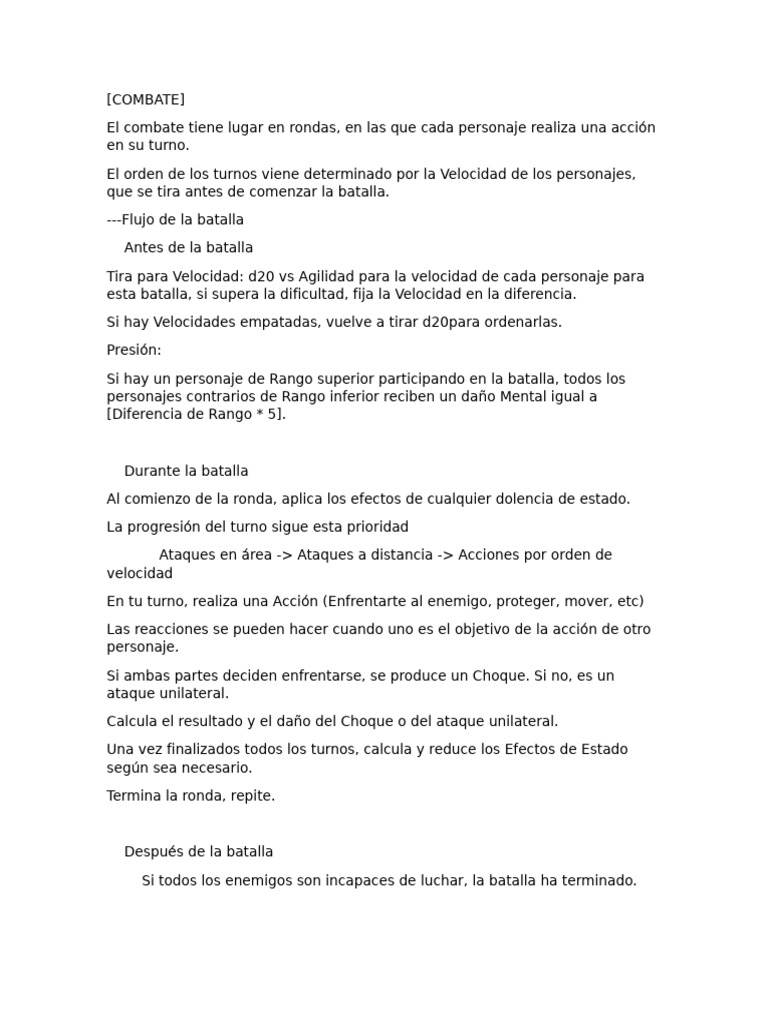 Reglascombatepmttrpg | PDF